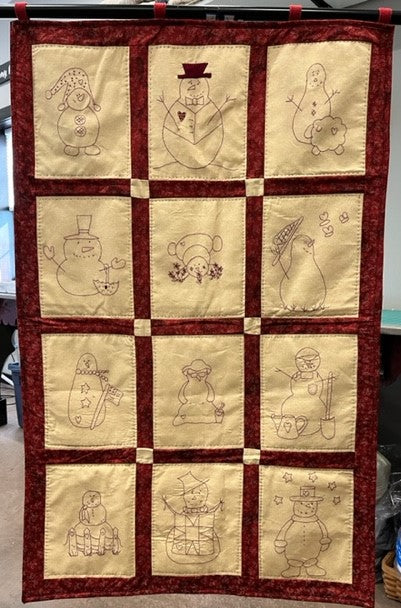 Redwork Snowman Quilt - Plaid Sheep Company